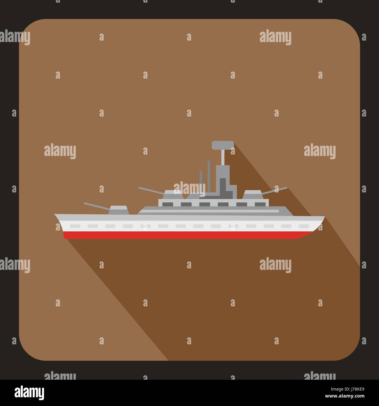 Military warship icon in flat style with long shadow vector ...