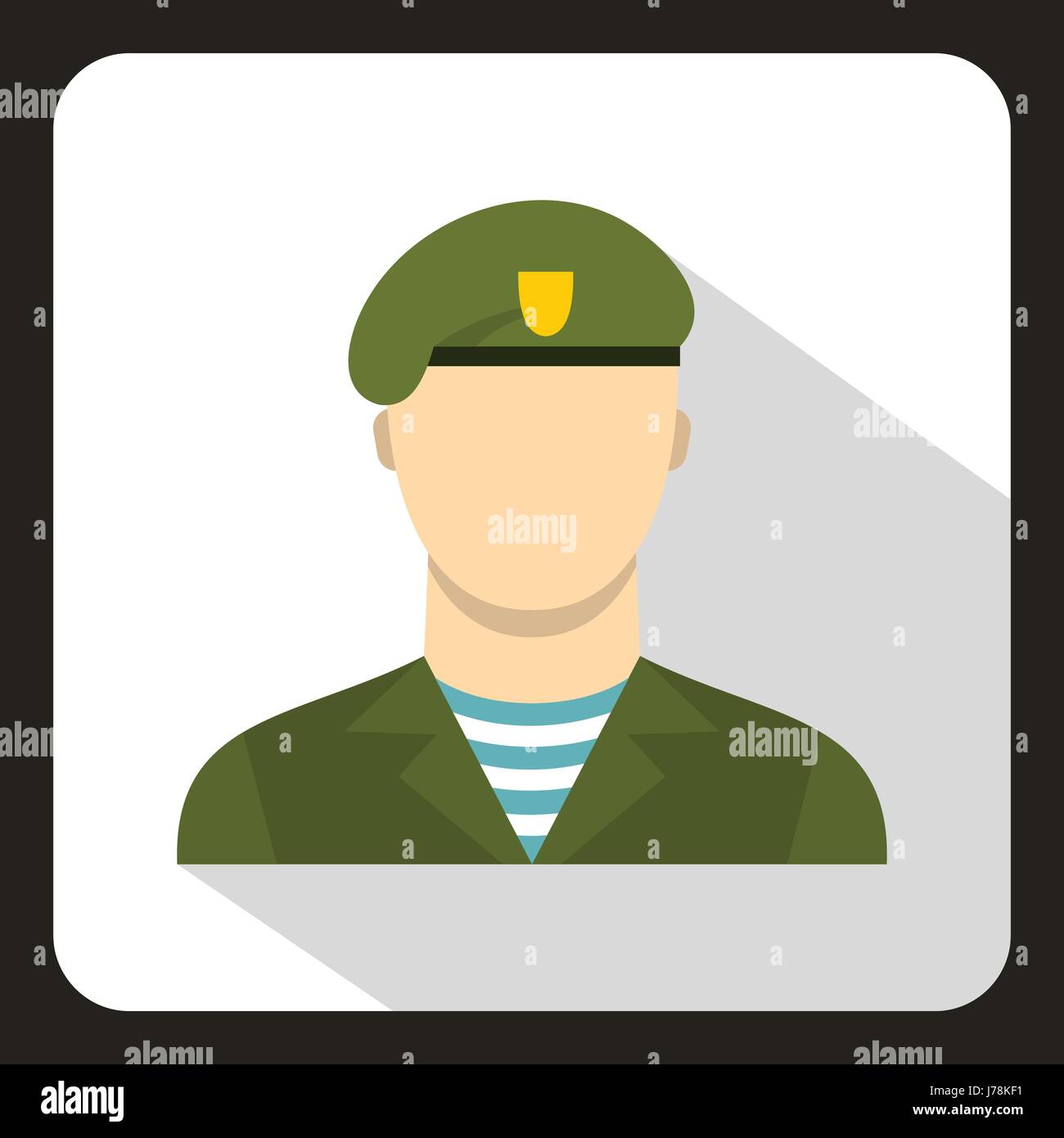 Modern army soldier icon in flat style with long shadow vector ...
