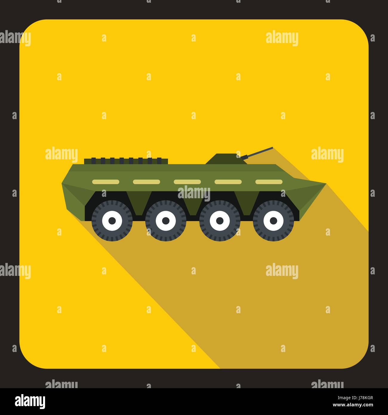 Army battle tank icon in flat style with long shadow vector ...