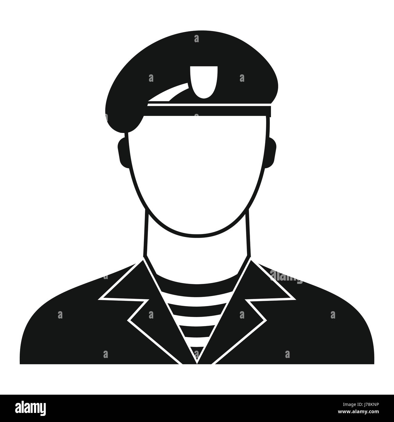 Modern army soldier icon in simple style isolated on white background ...