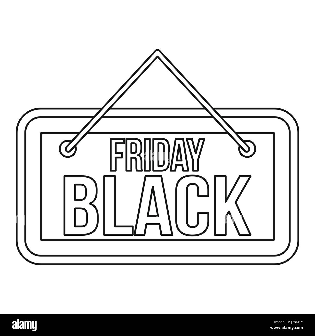 Black Friday signboard icon in outline style on a white background ...
