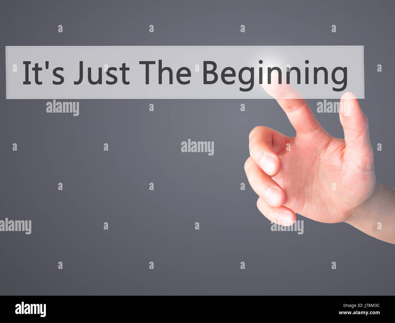 It's Just The Beginning - Hand pressing a button on blurred background ...