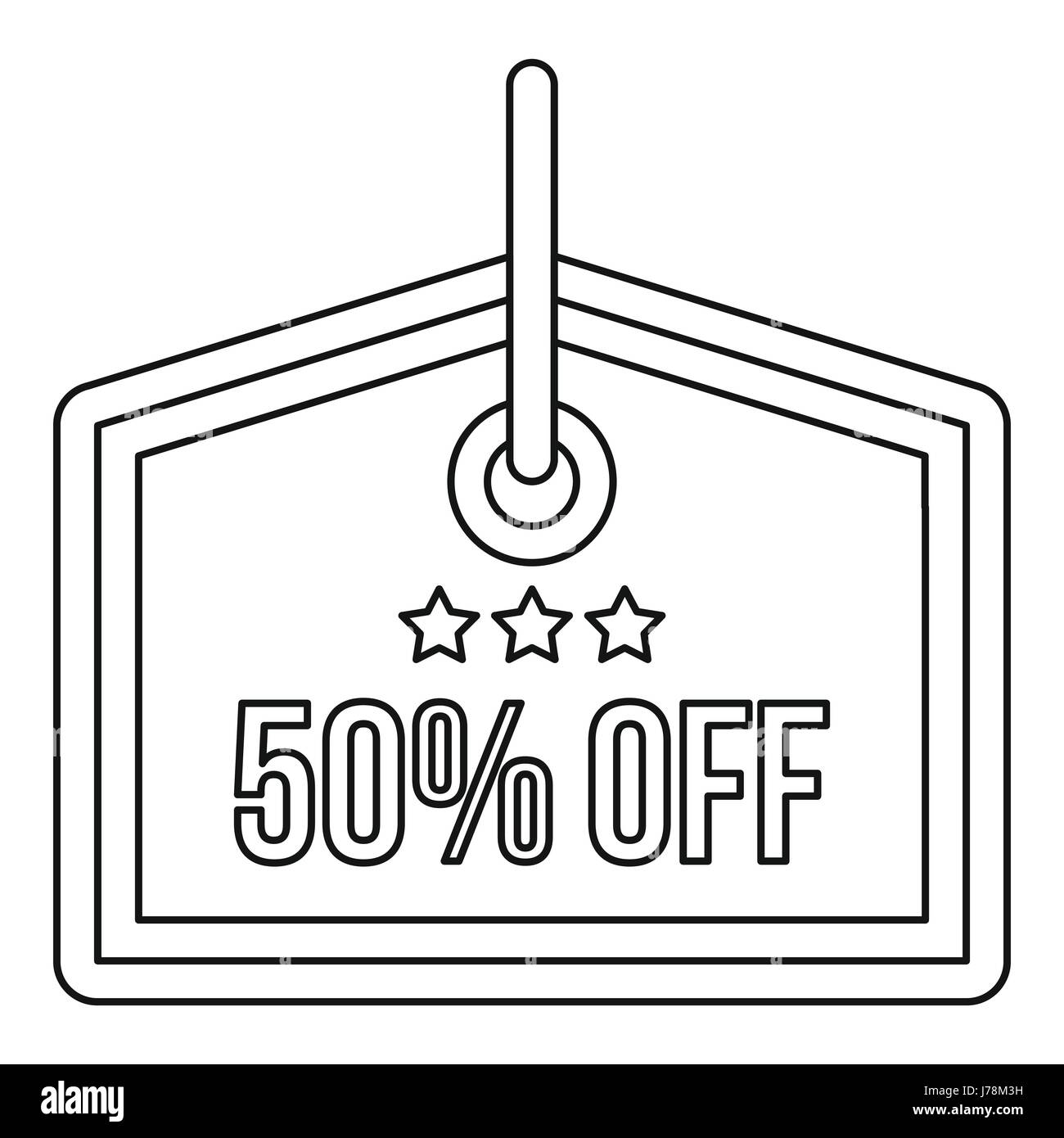 Sale tag 50 percent off icon in outline style on a white background ...