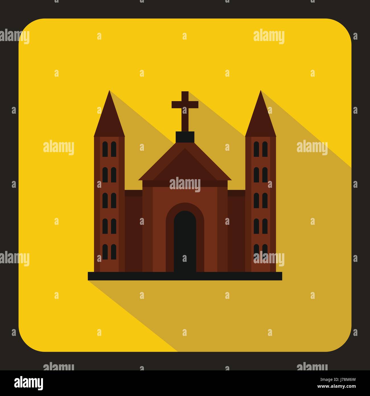Christian catholic church building icon in flat style on a white ...