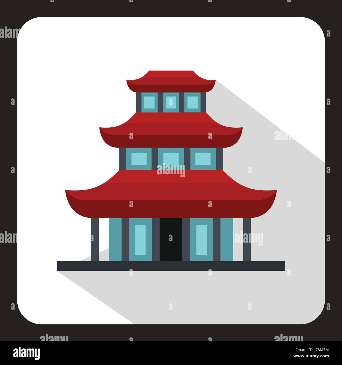 Buddhist temple icon in flat style on a white background vector ...