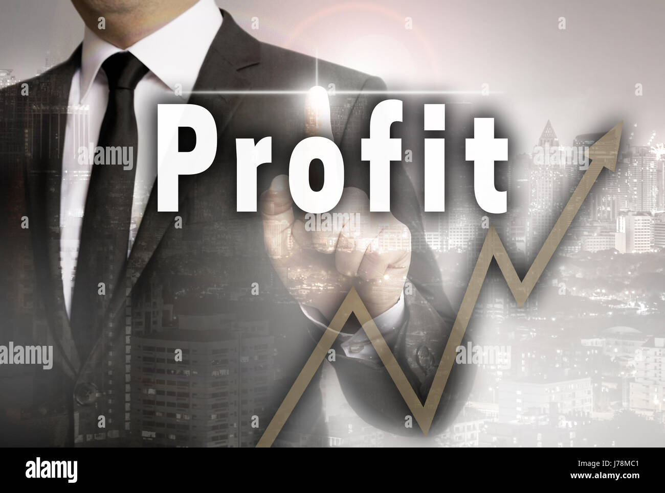 Profit is shown by businessman concept Stock Photo - Alamy