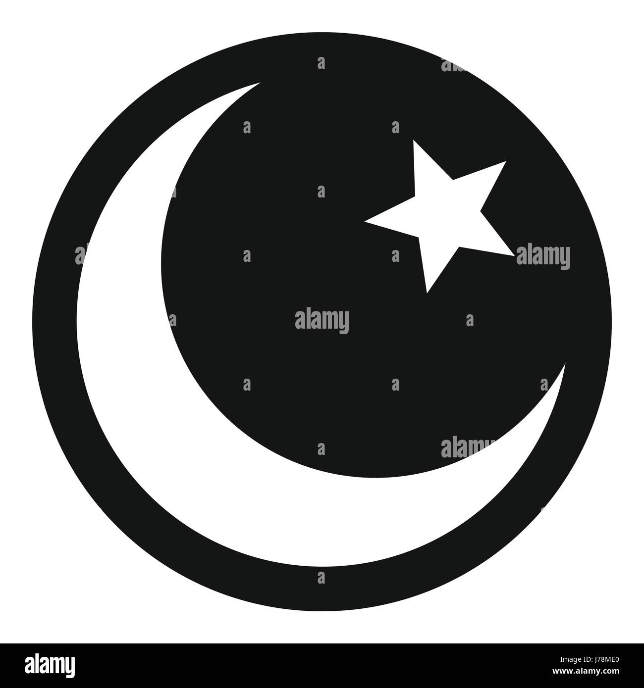 Crescent and star icon in simple style on a white background vector ...