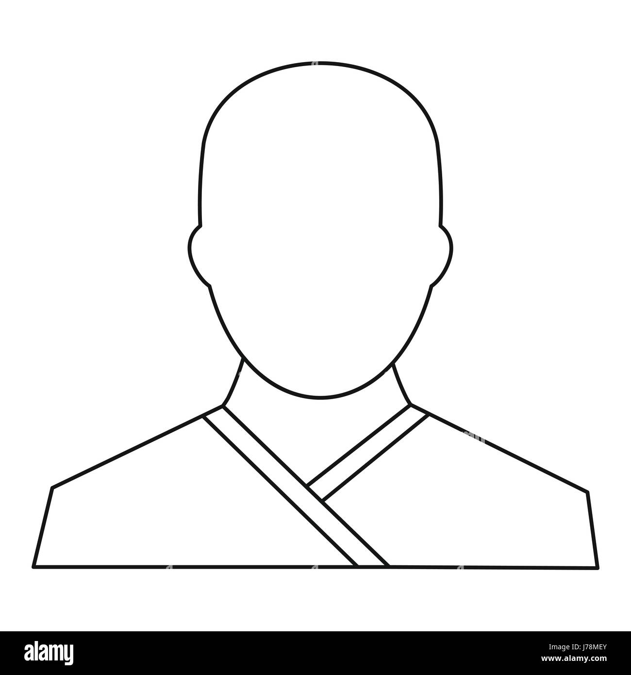 Buddhist monk icon in outline style on a white background vector ...