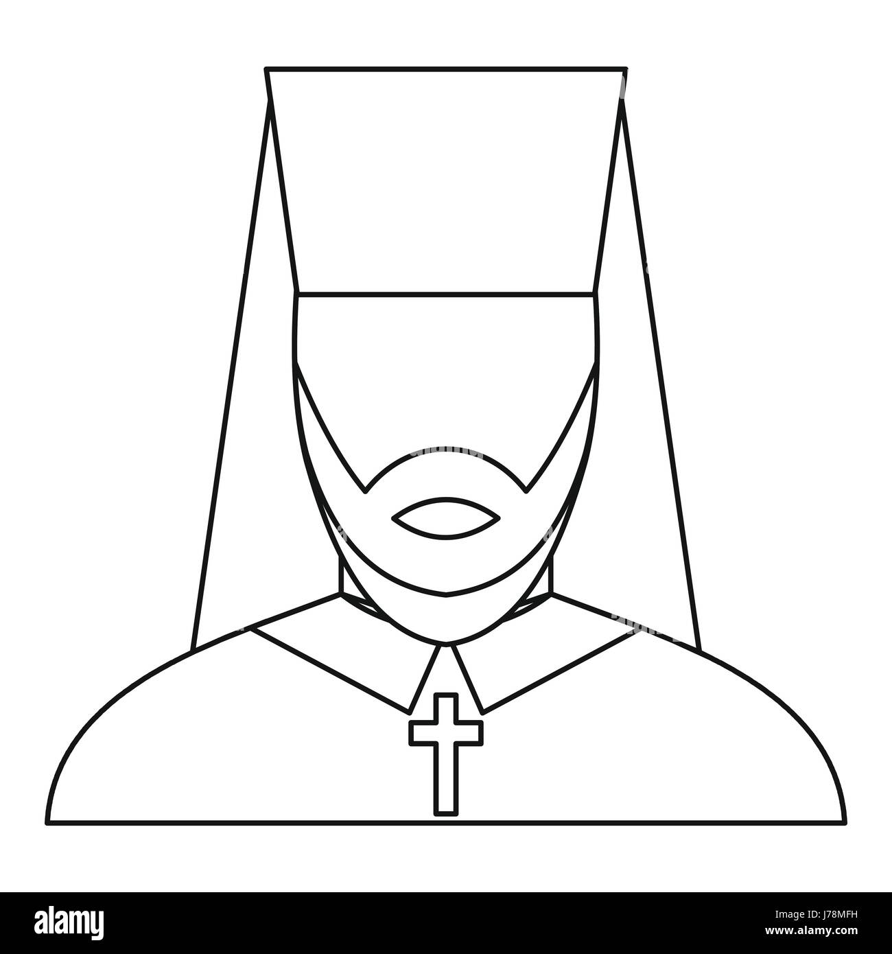Orthodox priest icon in outline style on a white background vector ...