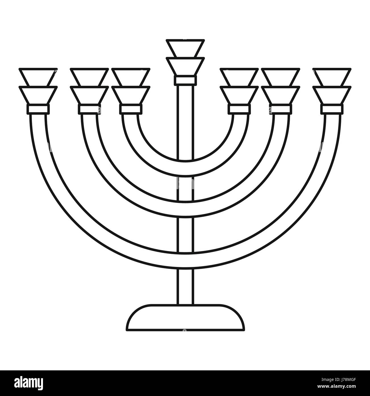 Menorah icon in outline style on a white background vector illustration ...