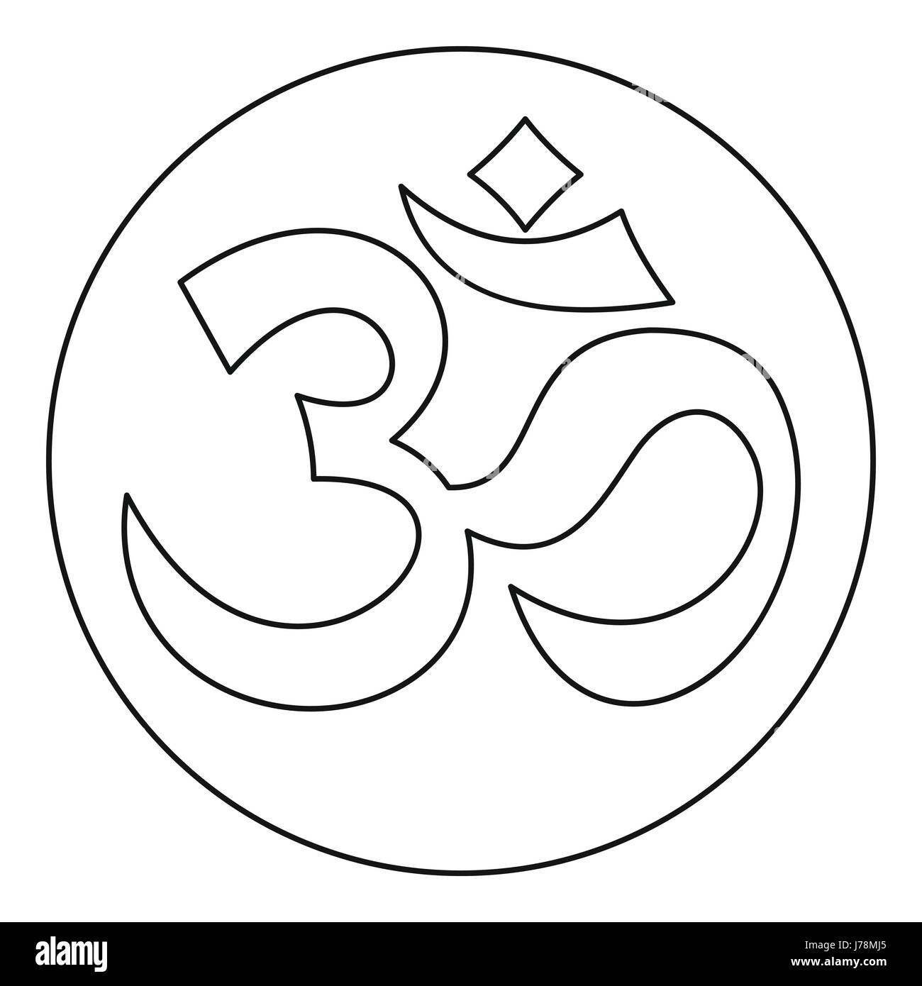 Om sign icon in outline style on a white background vector illustration ...