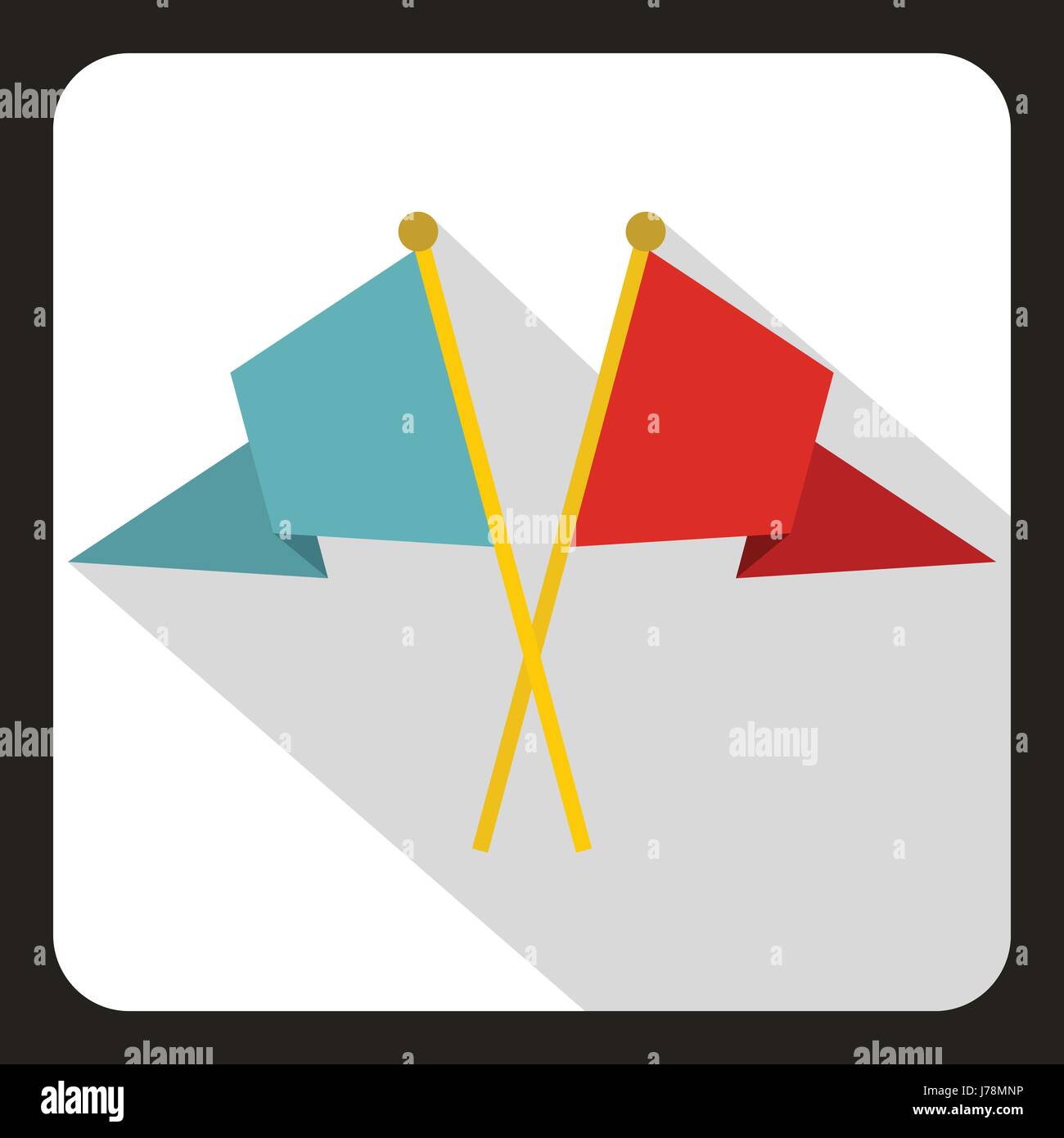 Red and blue flags icon in flat style on a white background vector ...