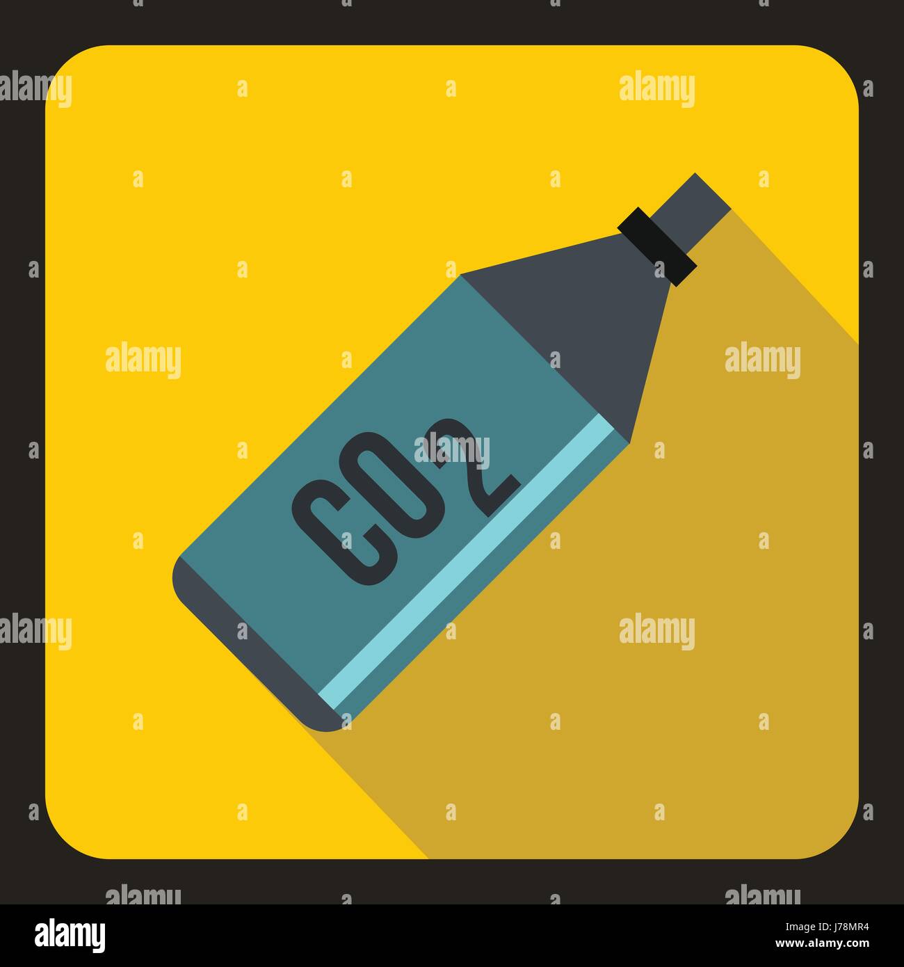 CO2 bottle icon in flat style on a yelllow background vector ...