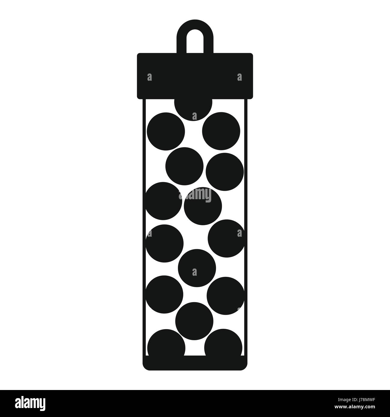 Pack with paintball bullets icon in simple style on a white background ...