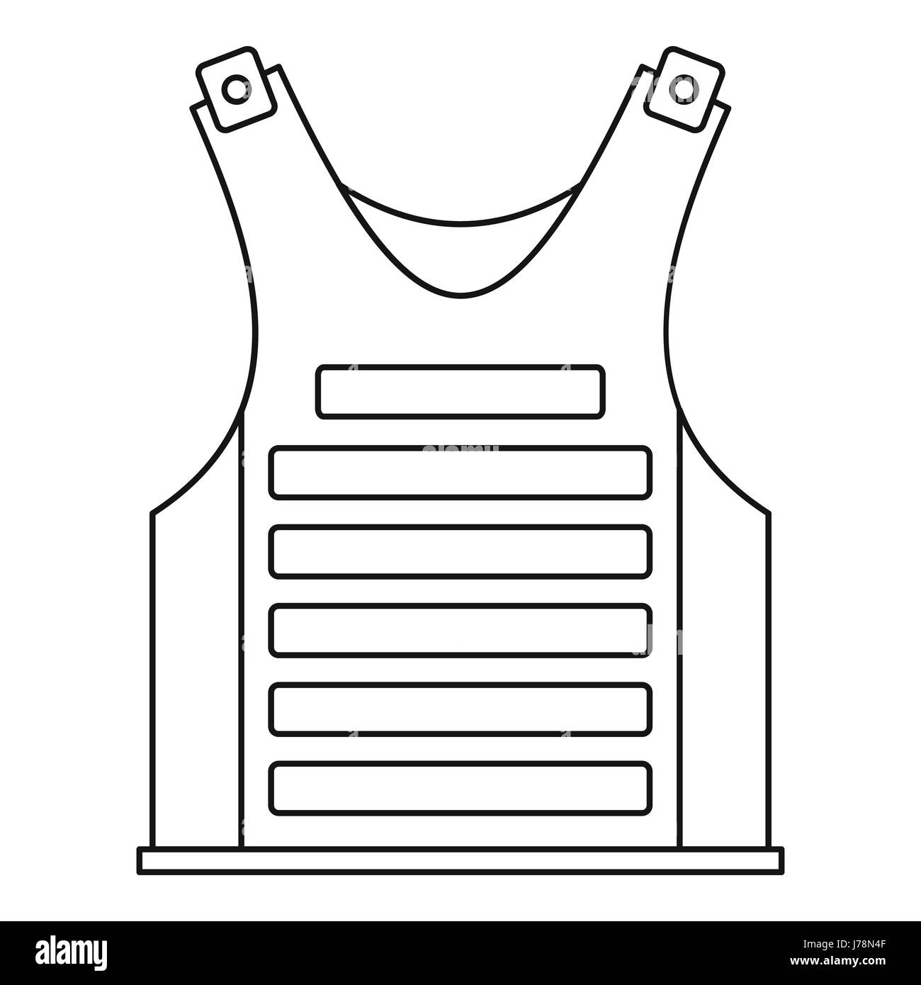 Military vest icon in outline style on a white background vector ...