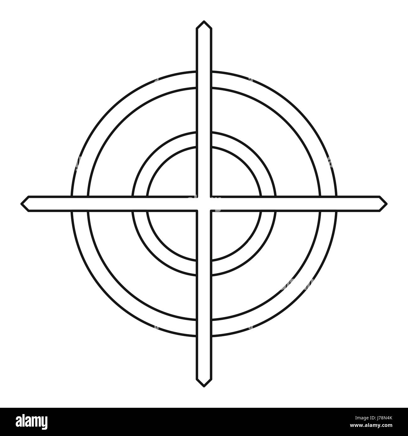 Crosshair icon in outline style on a white background vector ...