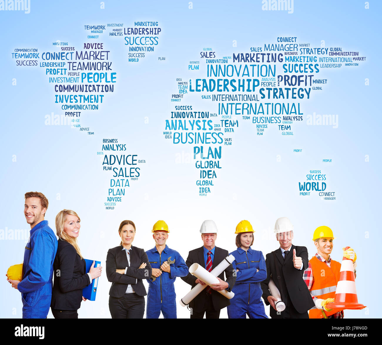World map business words hi-res stock photography and images - Alamy