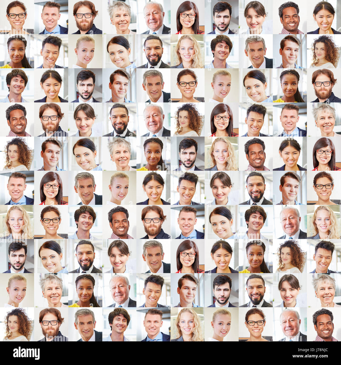 Collage of business people portraits as team of entrepreneurs and ...
