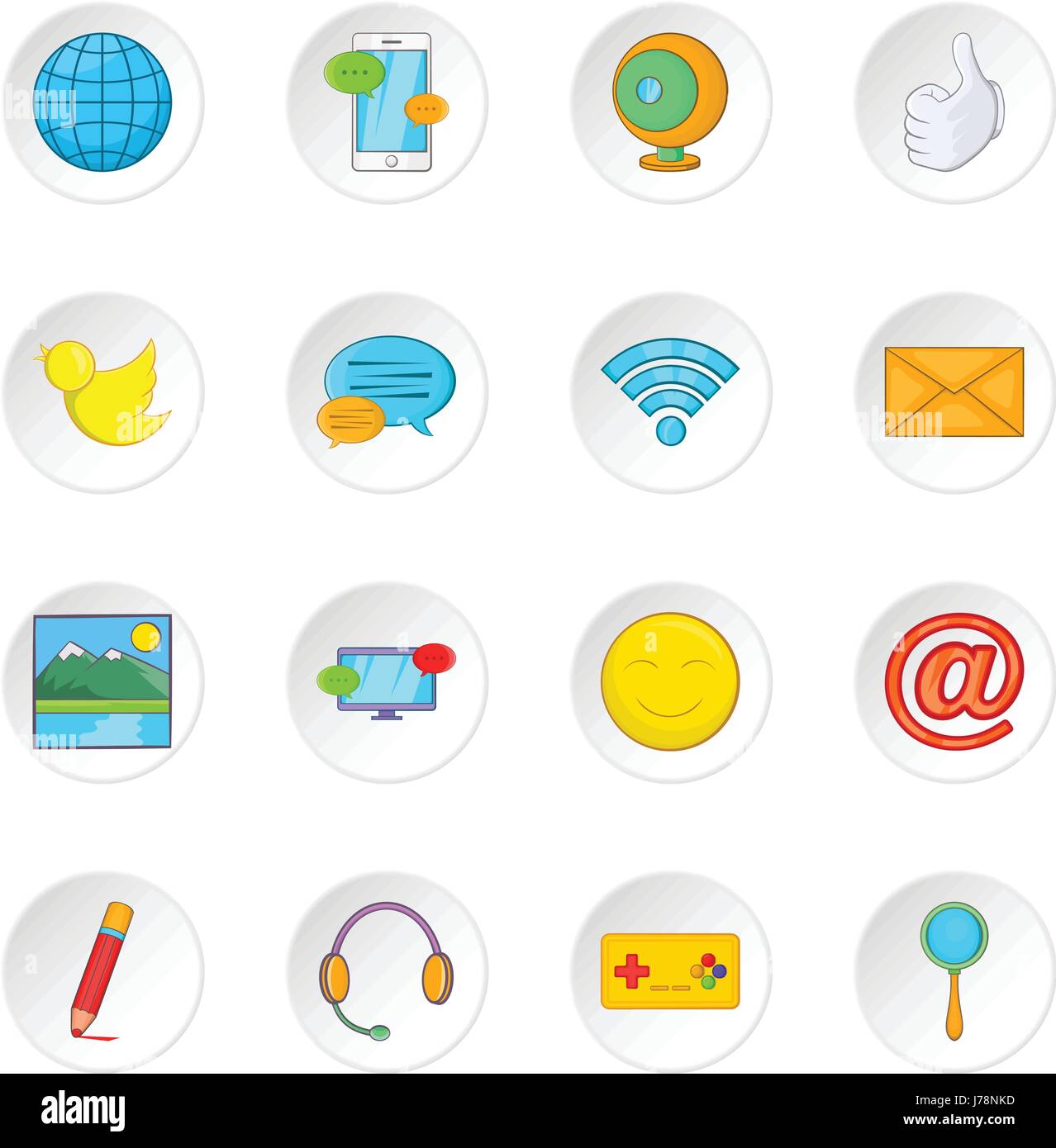 Social media network icons set in cartoon style. Internet comunications ...