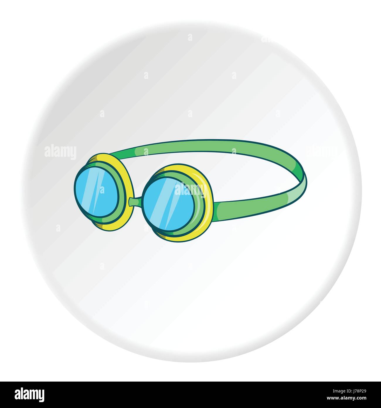 Goggles icon in cartoon style isolated on white circle background ...