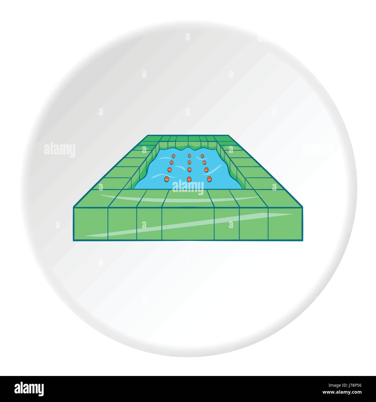 Pool icon in cartoon style isolated on white circle background ...