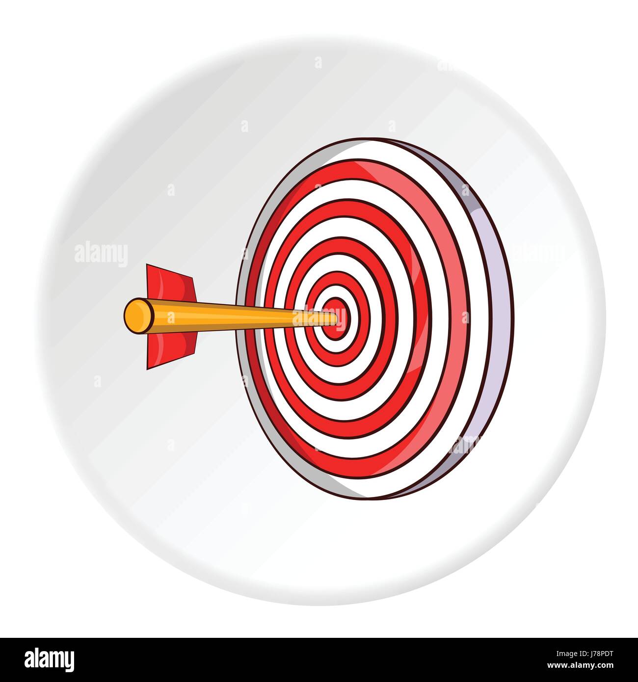 Darts icon in cartoon style isolated on white circle background. Toy ...