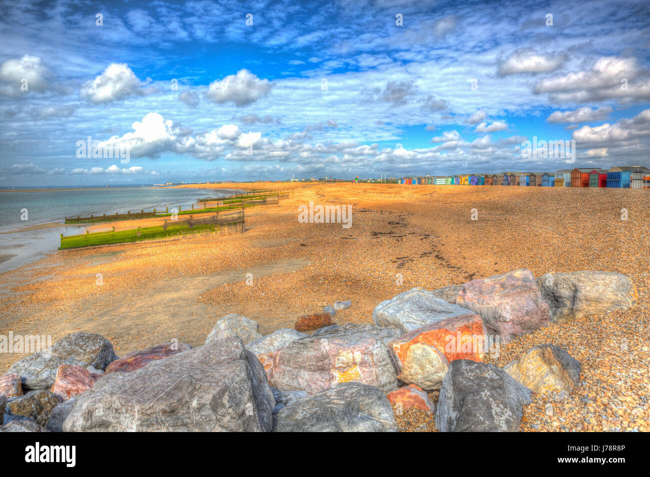 Hayling Island beach near Portsmouth south coast of Hampshire England ...