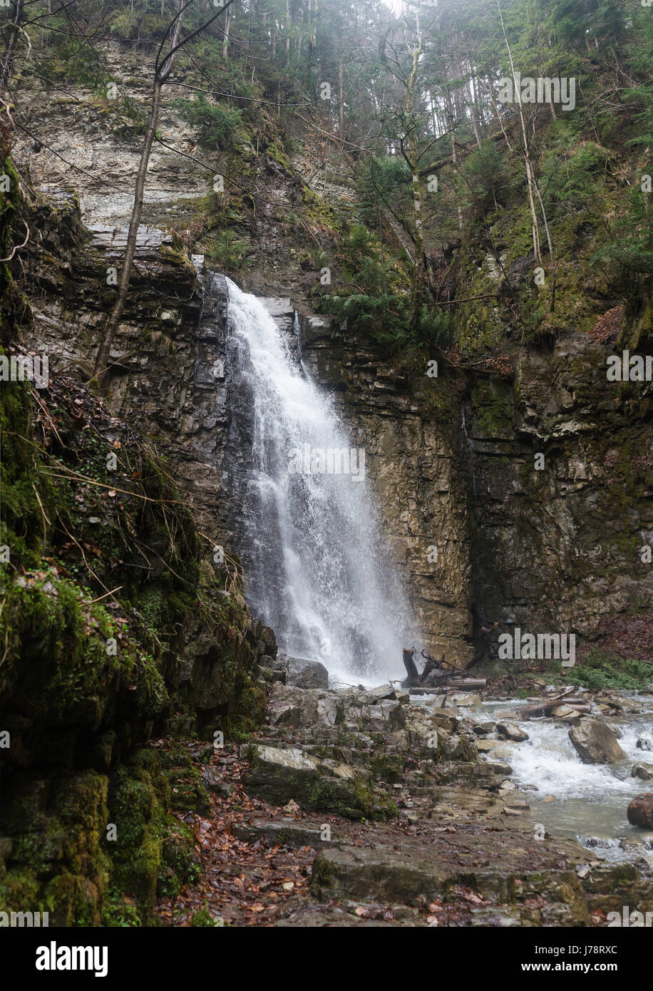 Maniavskii Waterfall in Gorgany. Maniava. Ukraine Stock Photo - Alamy