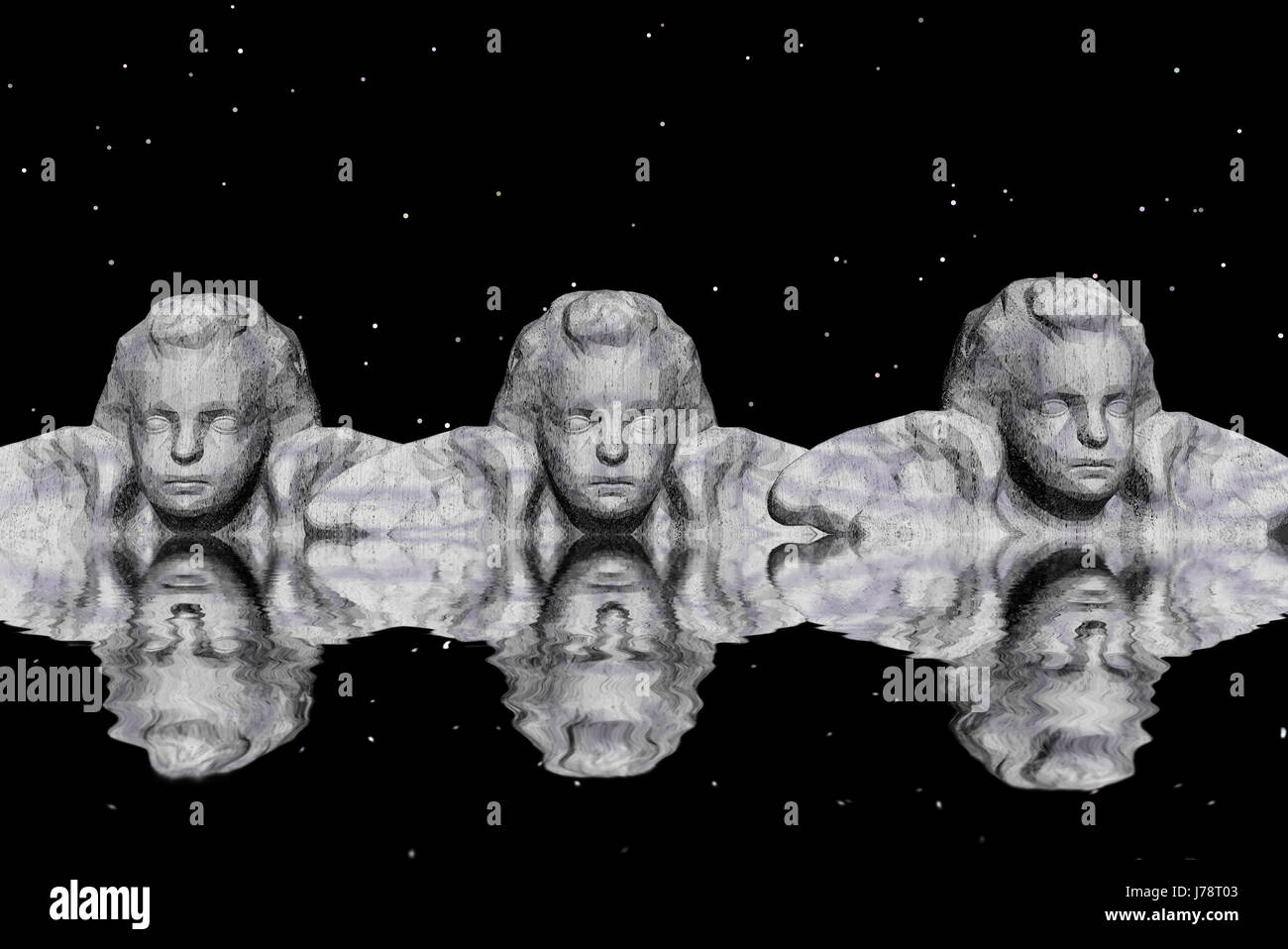 angel angels three trio stars asterisks firmament sky symbolic graphic ...