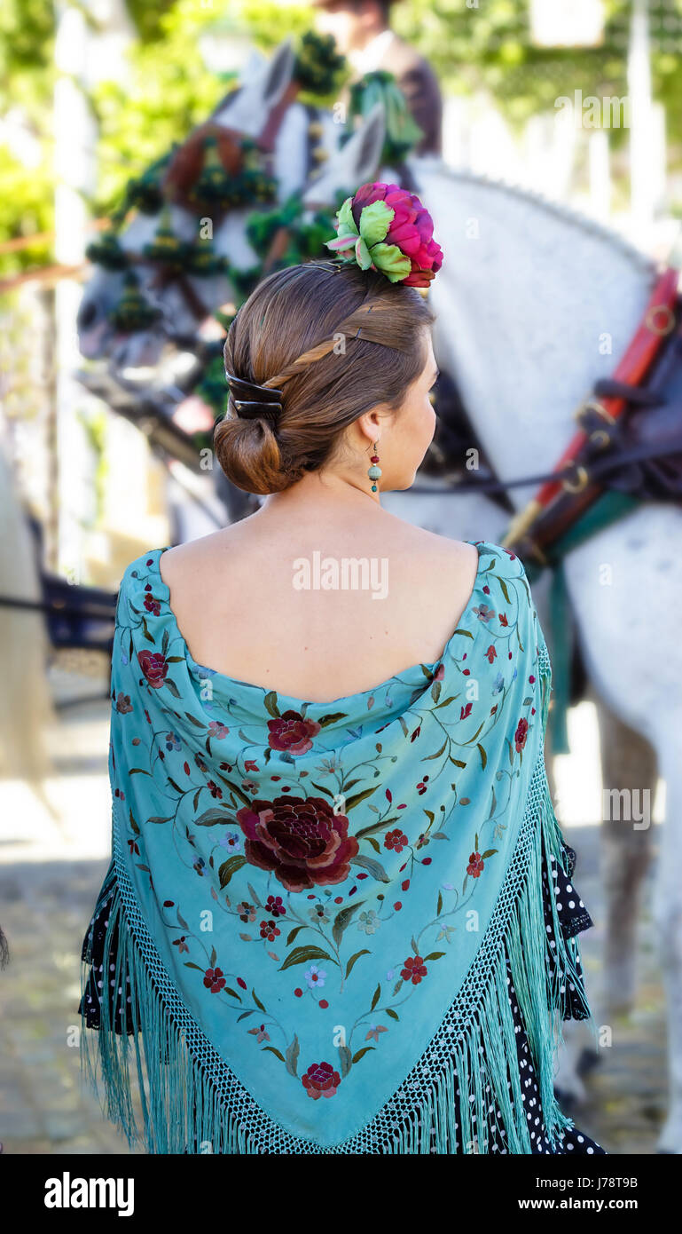 Woman wearing flamenco dress. Spanish folklore Stock Photo - Alamy