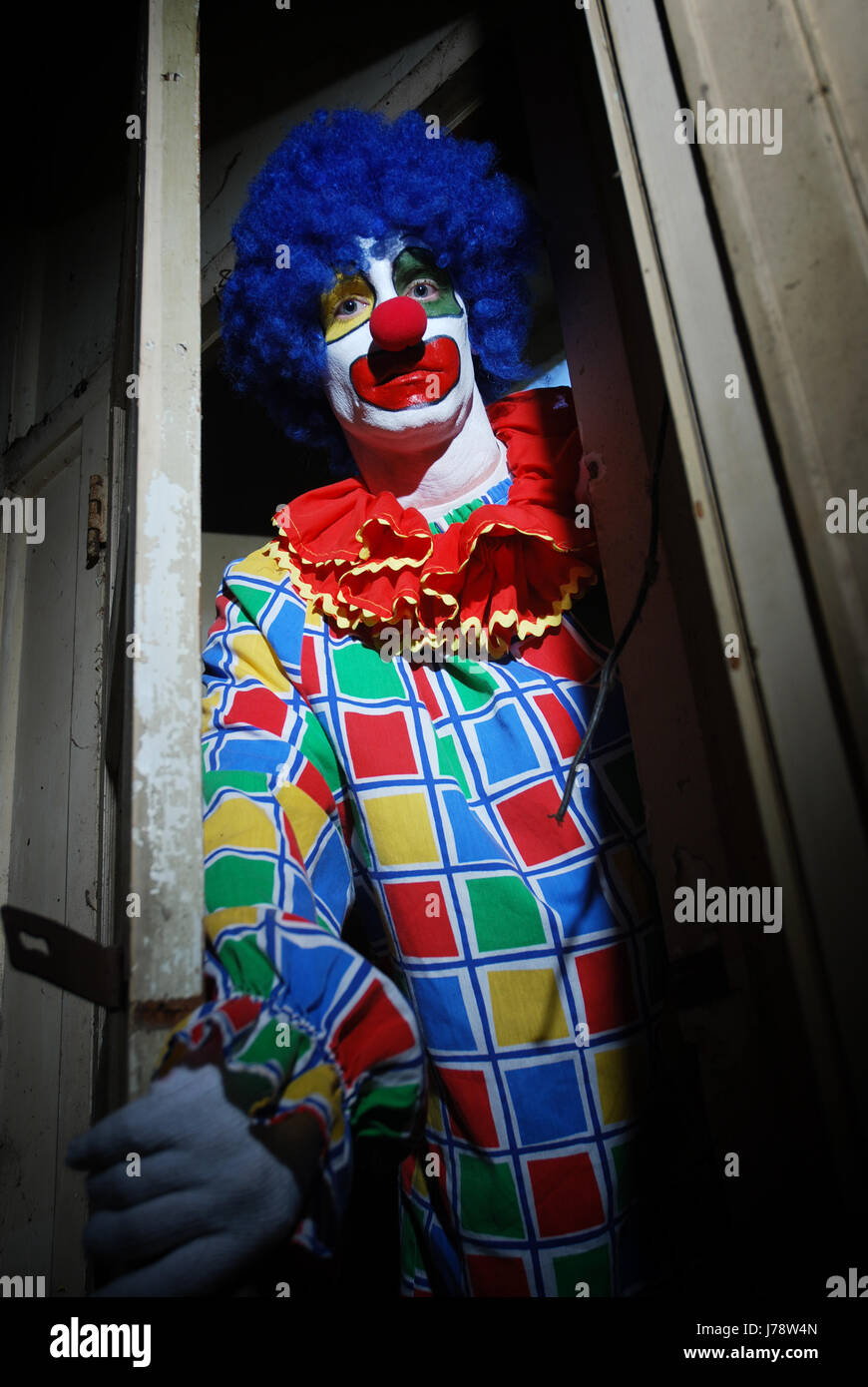 house building door clown sneak sneaking doorway creep colour wood face ...