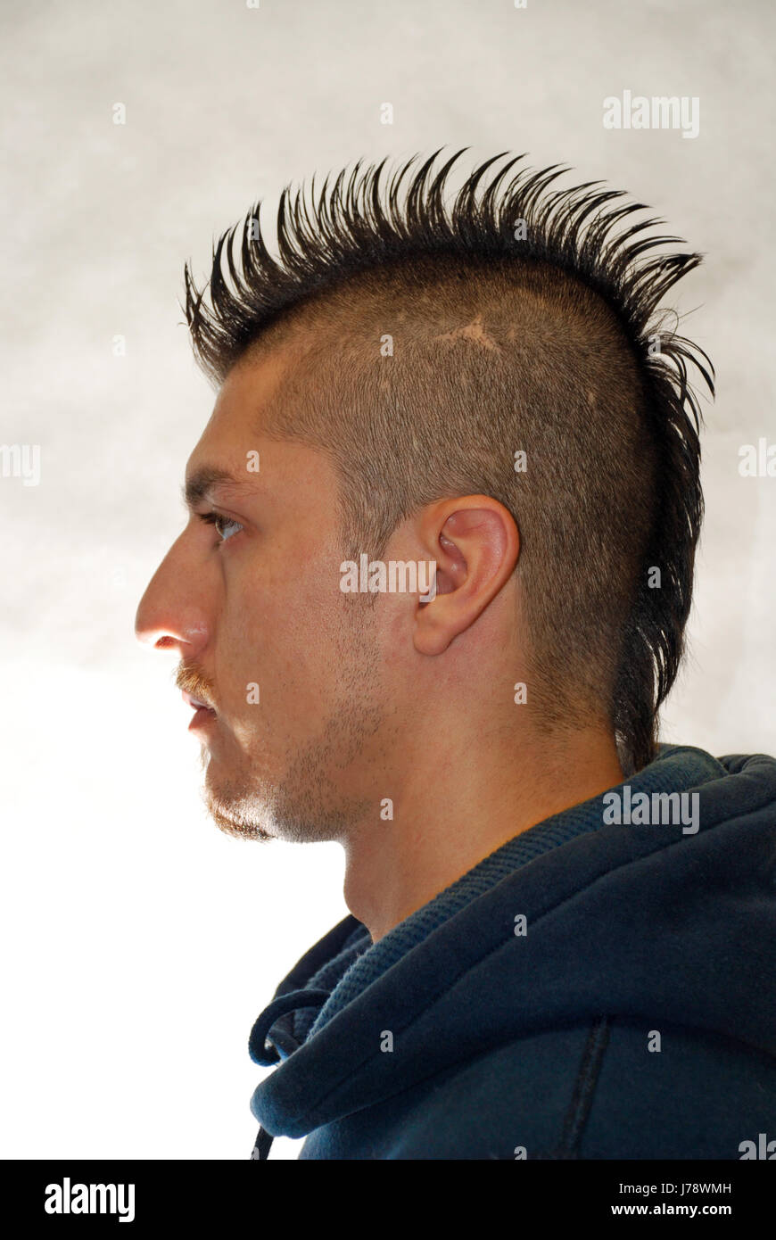 profile spiked young younger man humans human beings people folk ...