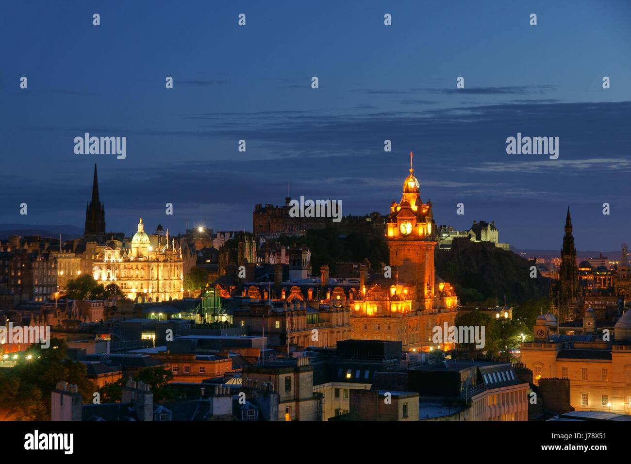 hotel scotland edinburgh blue tower shine shines bright lucent light ...