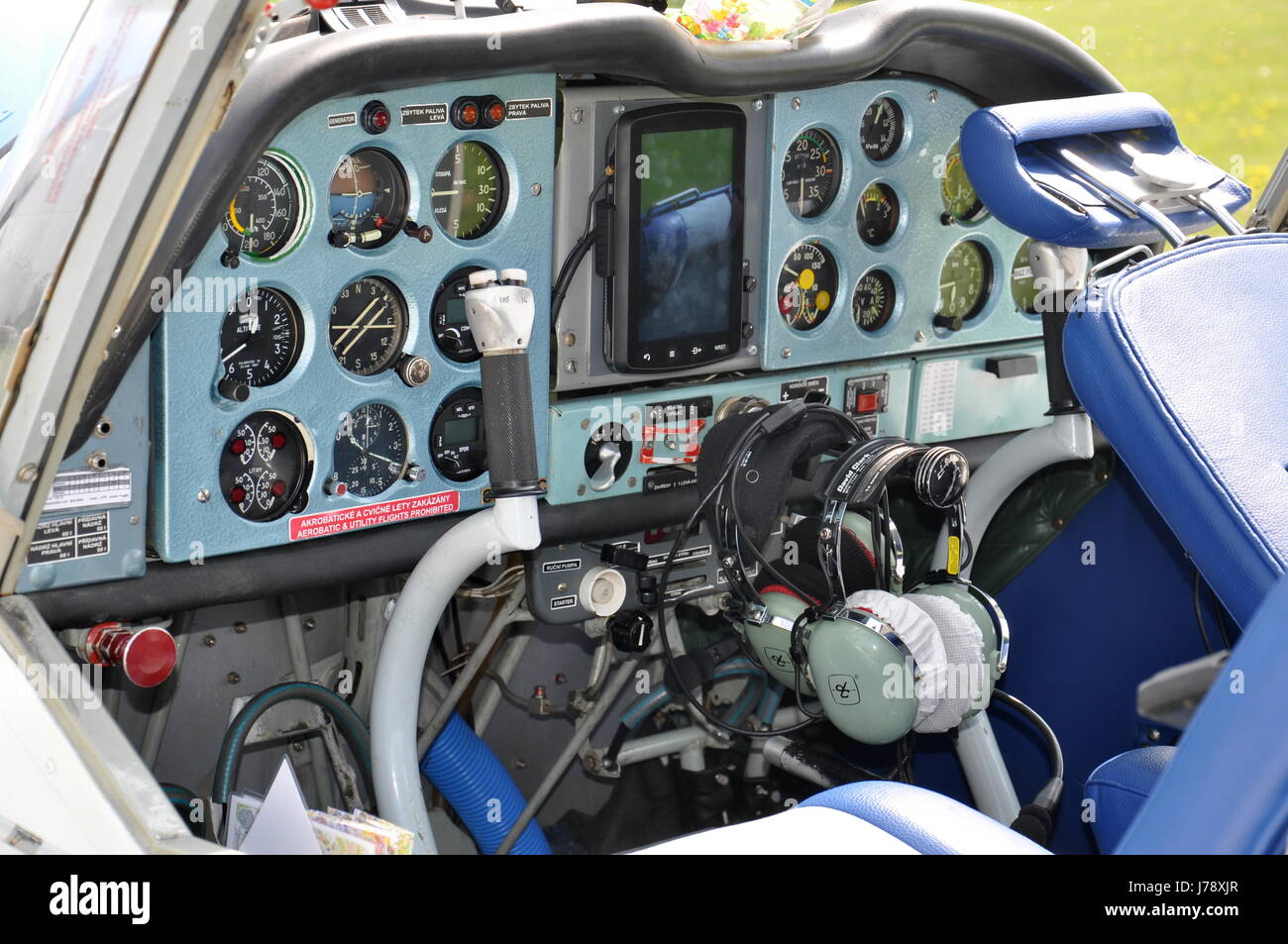 Instruments in the cockpit of an aircraft, board, control, steering ...