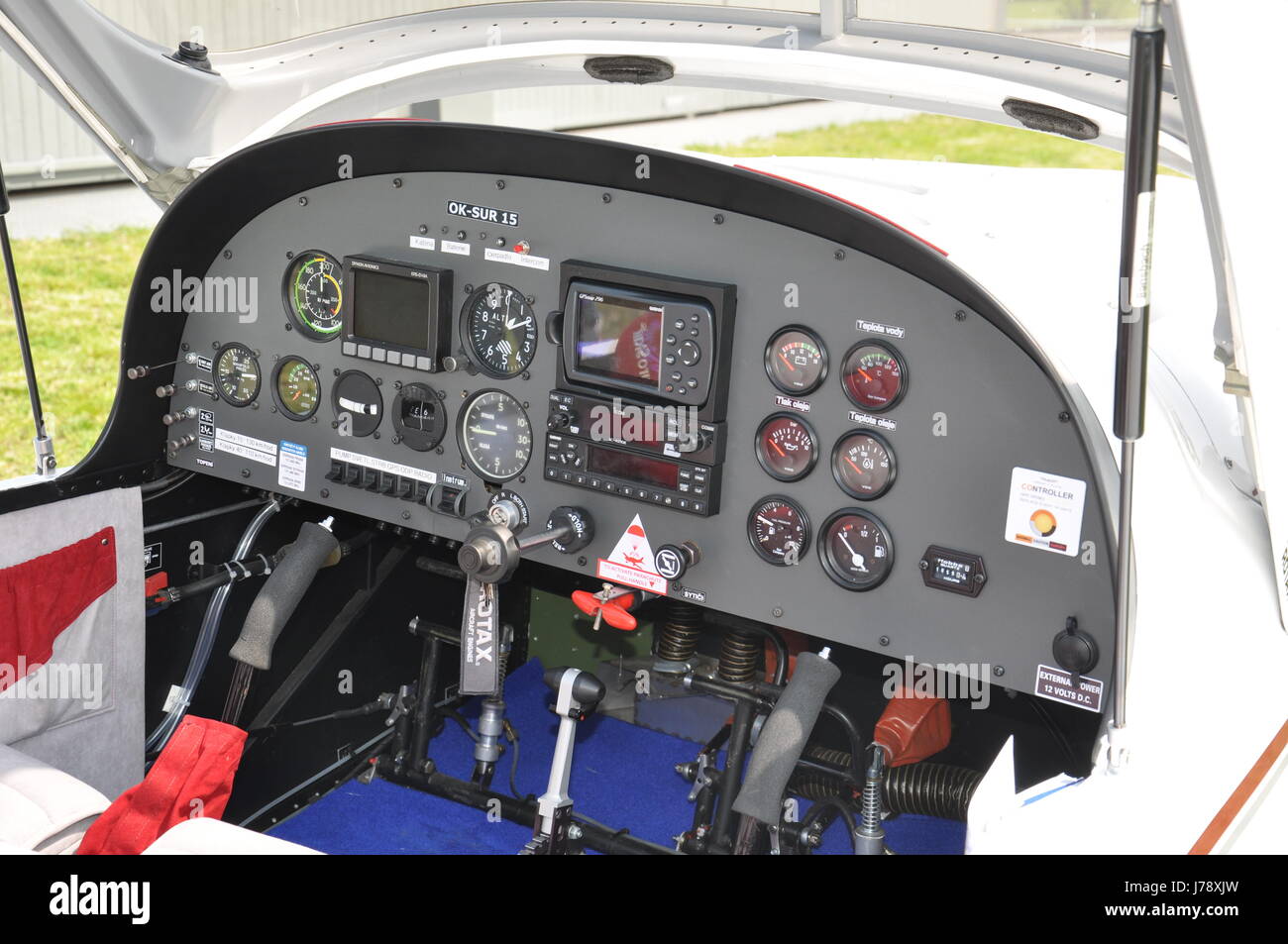 Instruments in the cockpit of an aircraft, board, control, steering ...