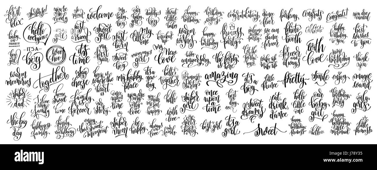 mega set of 100 hand written lettering Stock Vector Image & Art - Alamy
