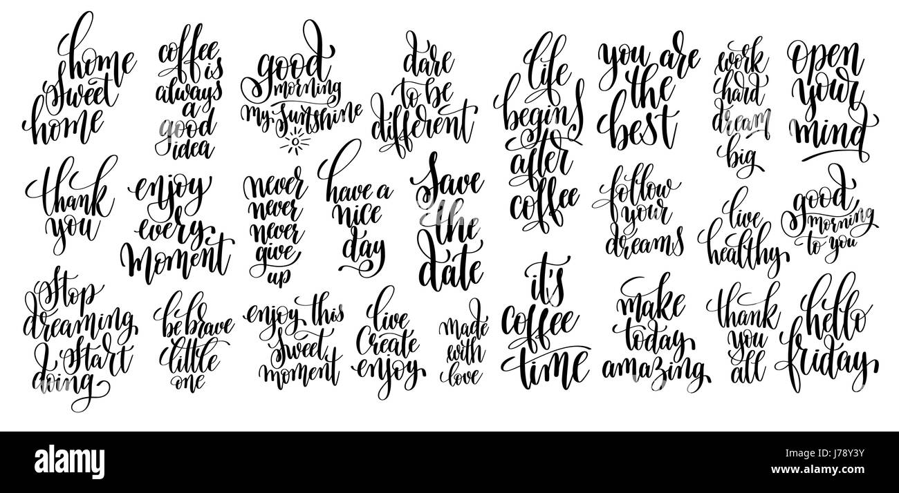set of 25 hand lettering motivational quotes Stock Vector Image & Art ...
