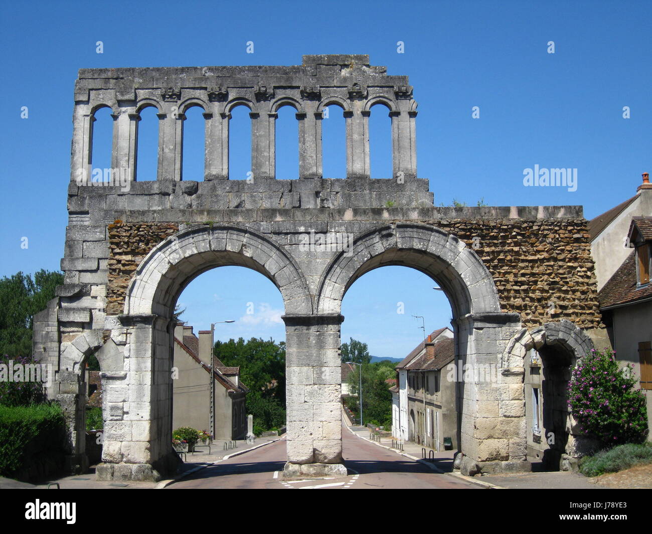 france roman burgundy blue historical city town stone antique arc black ...