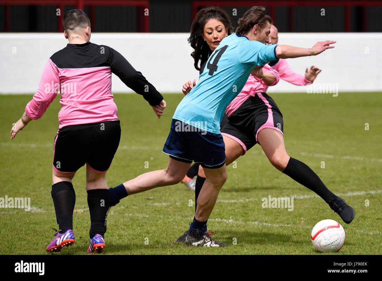 Nina Roberts (TOWIE) playing in a charity football game for Jayla ...