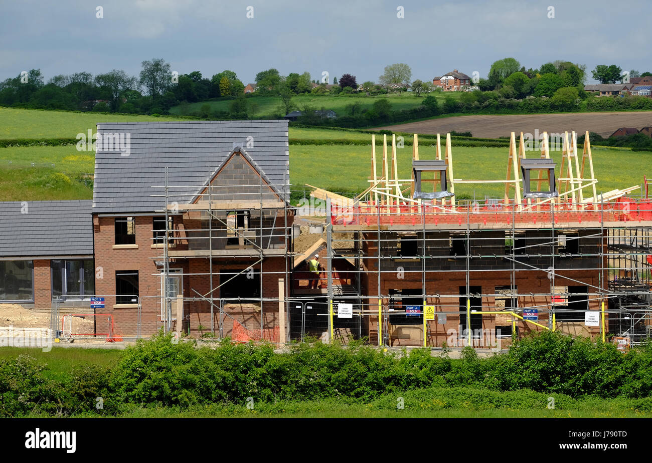 House construction in a rural setting in Lincolnshire, England, UK ...