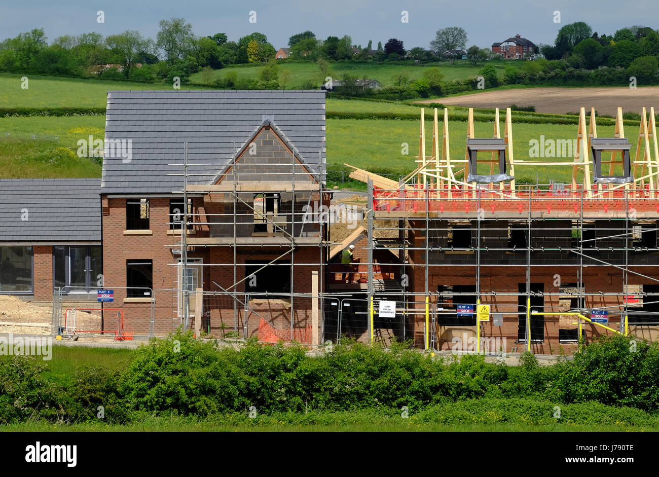 House construction in a rural setting in Lincolnshire, England, UK ...