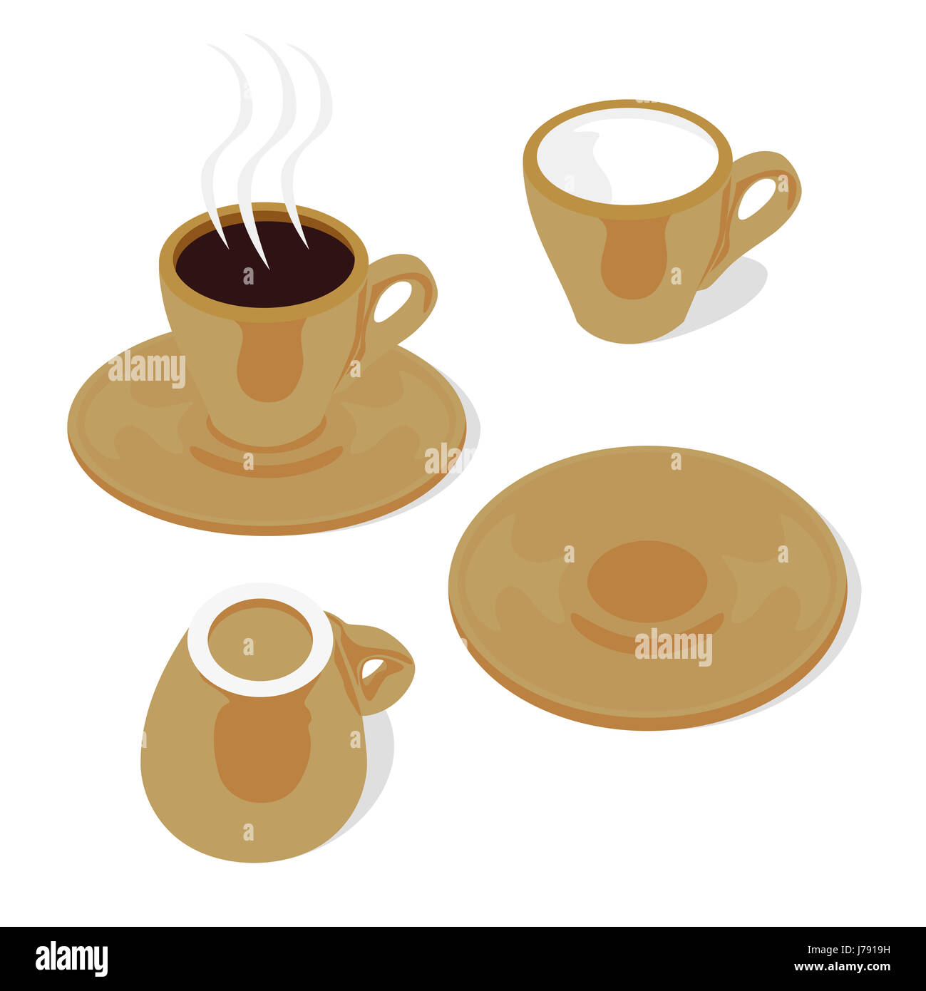 cups saucers espresso coffee cup object drink drinking bibs isolated ...