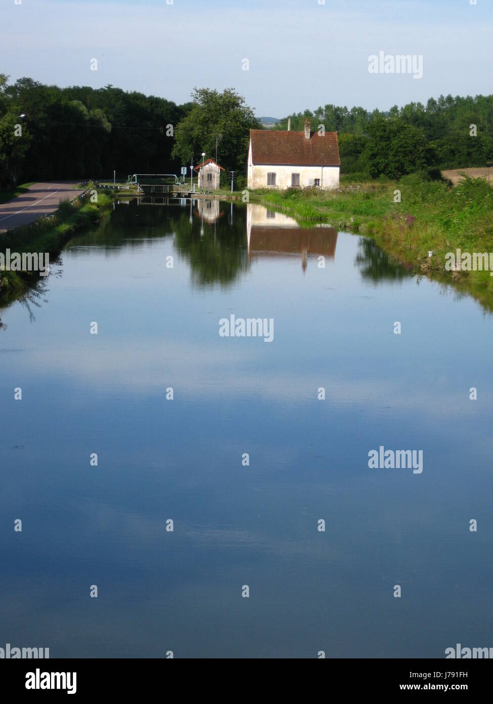 house building channel sluice waterway water blue house building spare ...