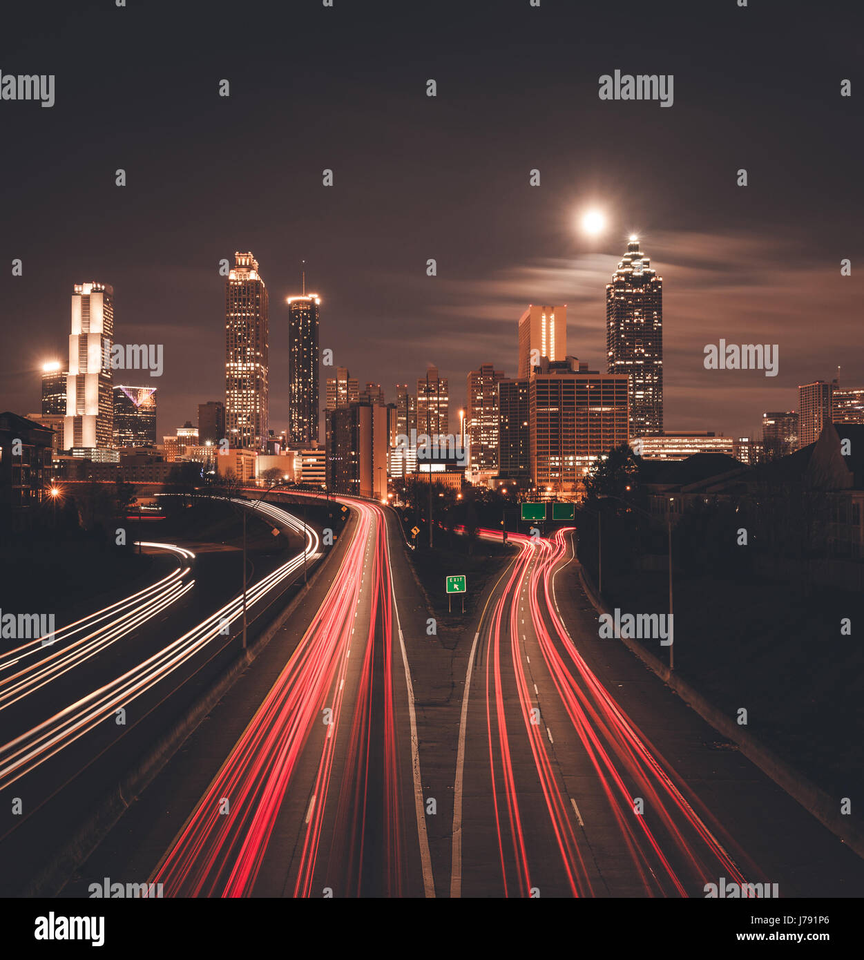Atlanta midnight skyline, Georgia, USA Stock Photo - Alamy
