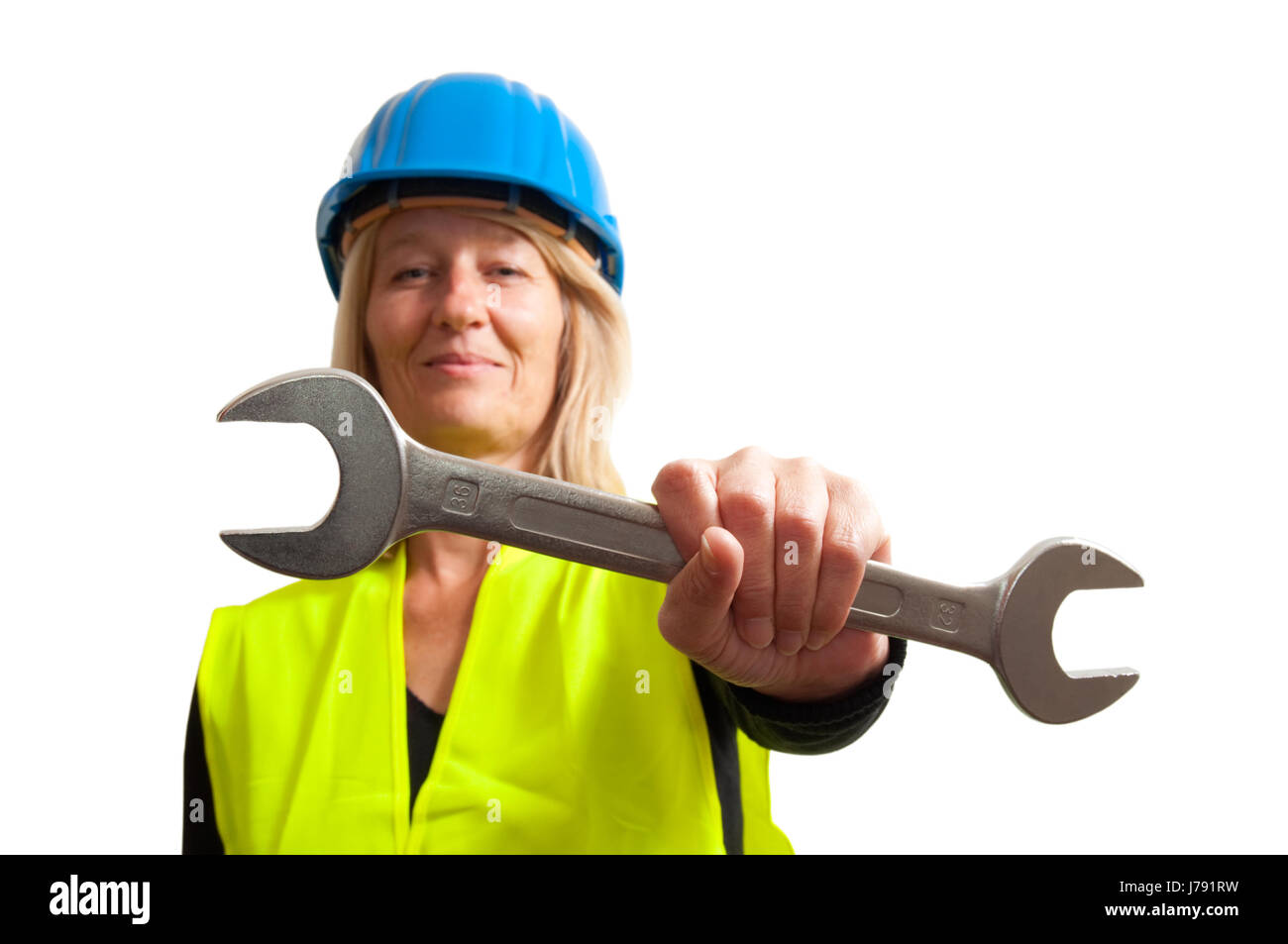 woman hand face upper part of the body wrench arm blue laugh laughs ...
