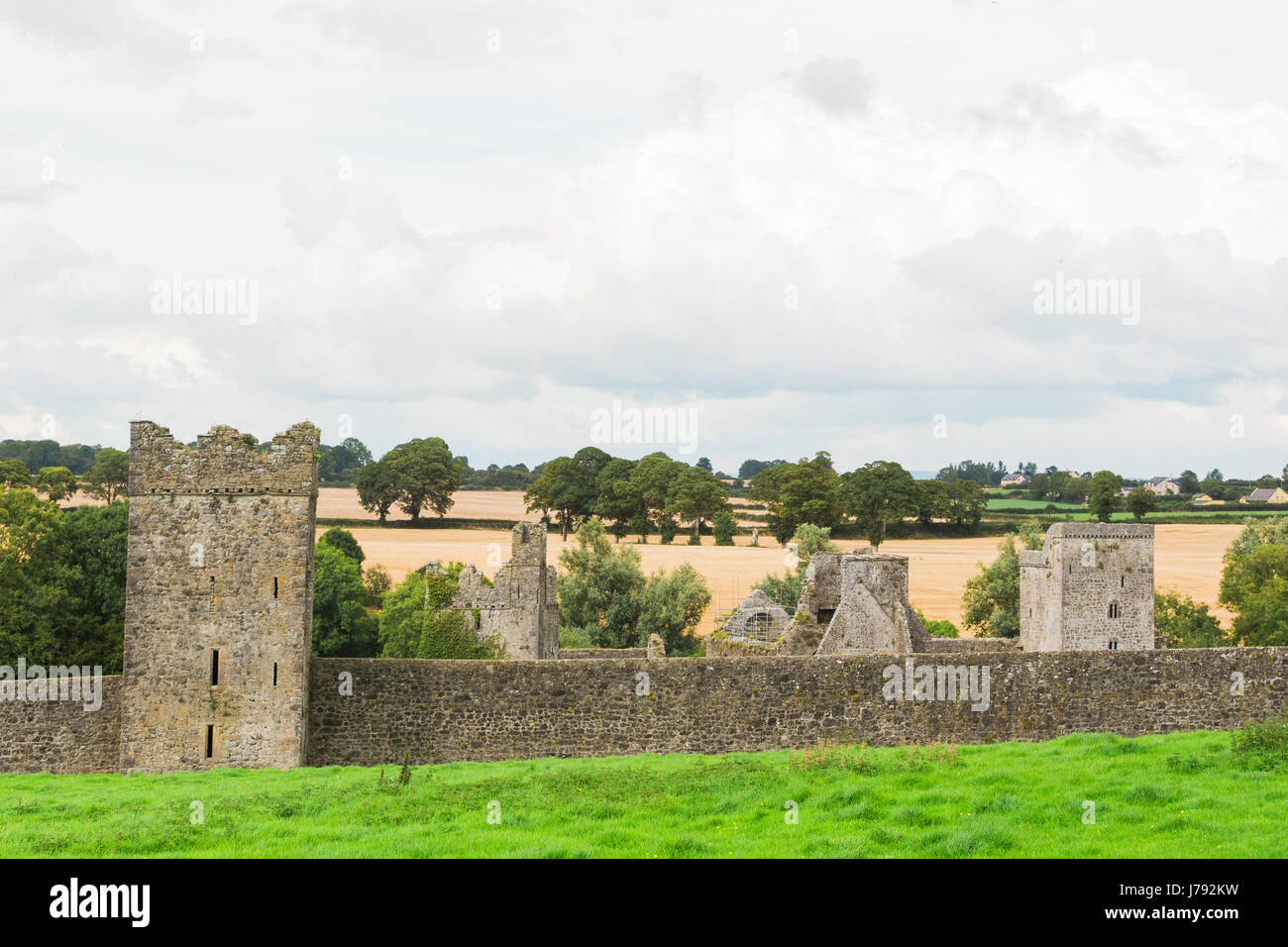 Ancient Stone Tower In Ireland: Kells Priory, Kells, Kilkenny Stock ...