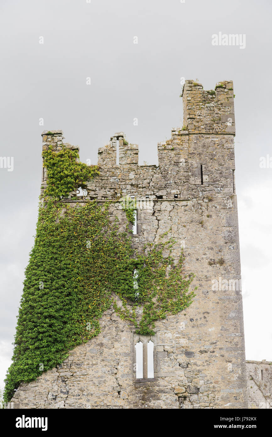 Ancient Stone Tower In Ireland: Kells Priory, Kells, Kilkenny Stock ...