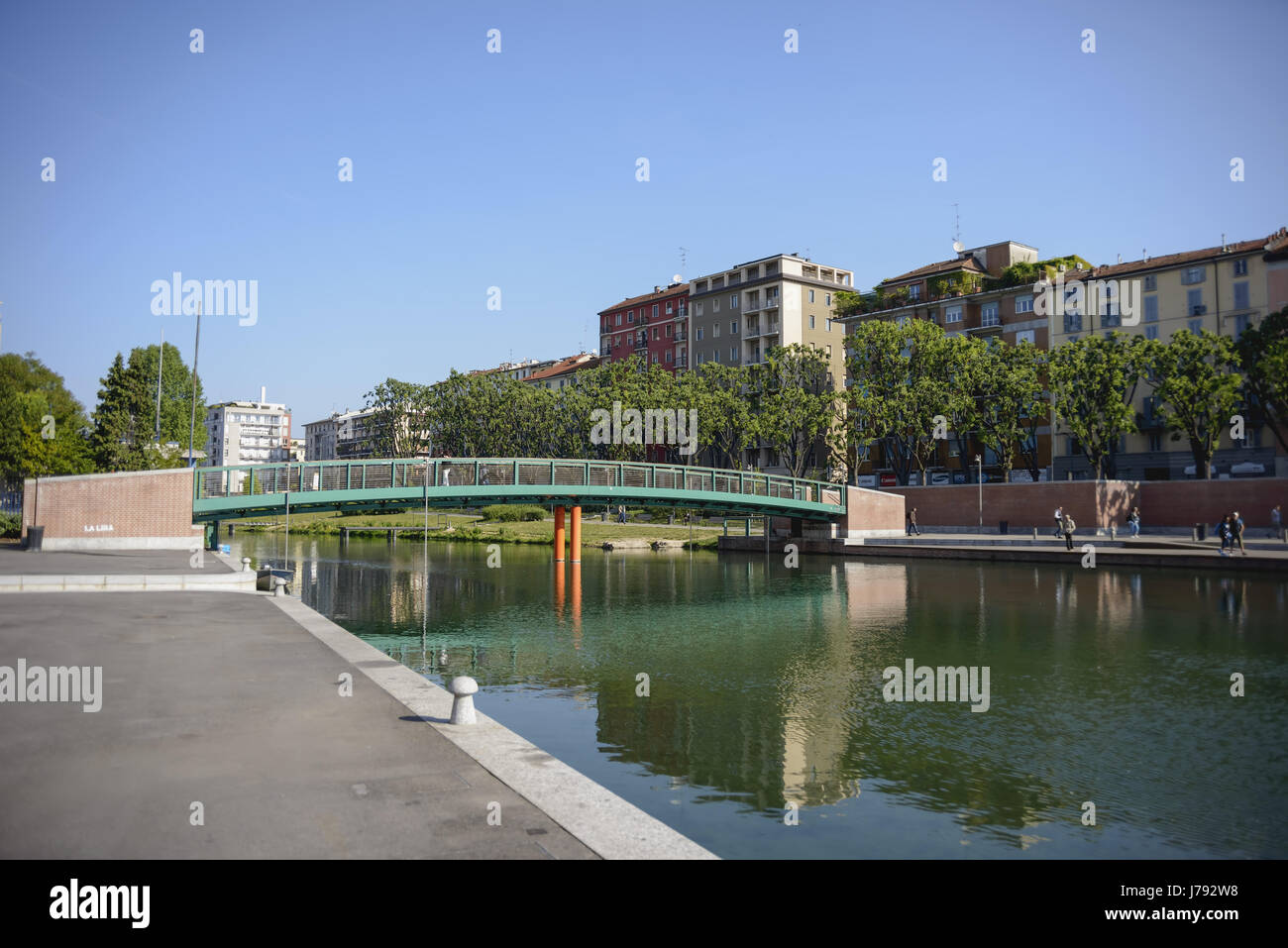 Italy Milan view of the dock on the avenue side Gorizia bridge crossing ...
