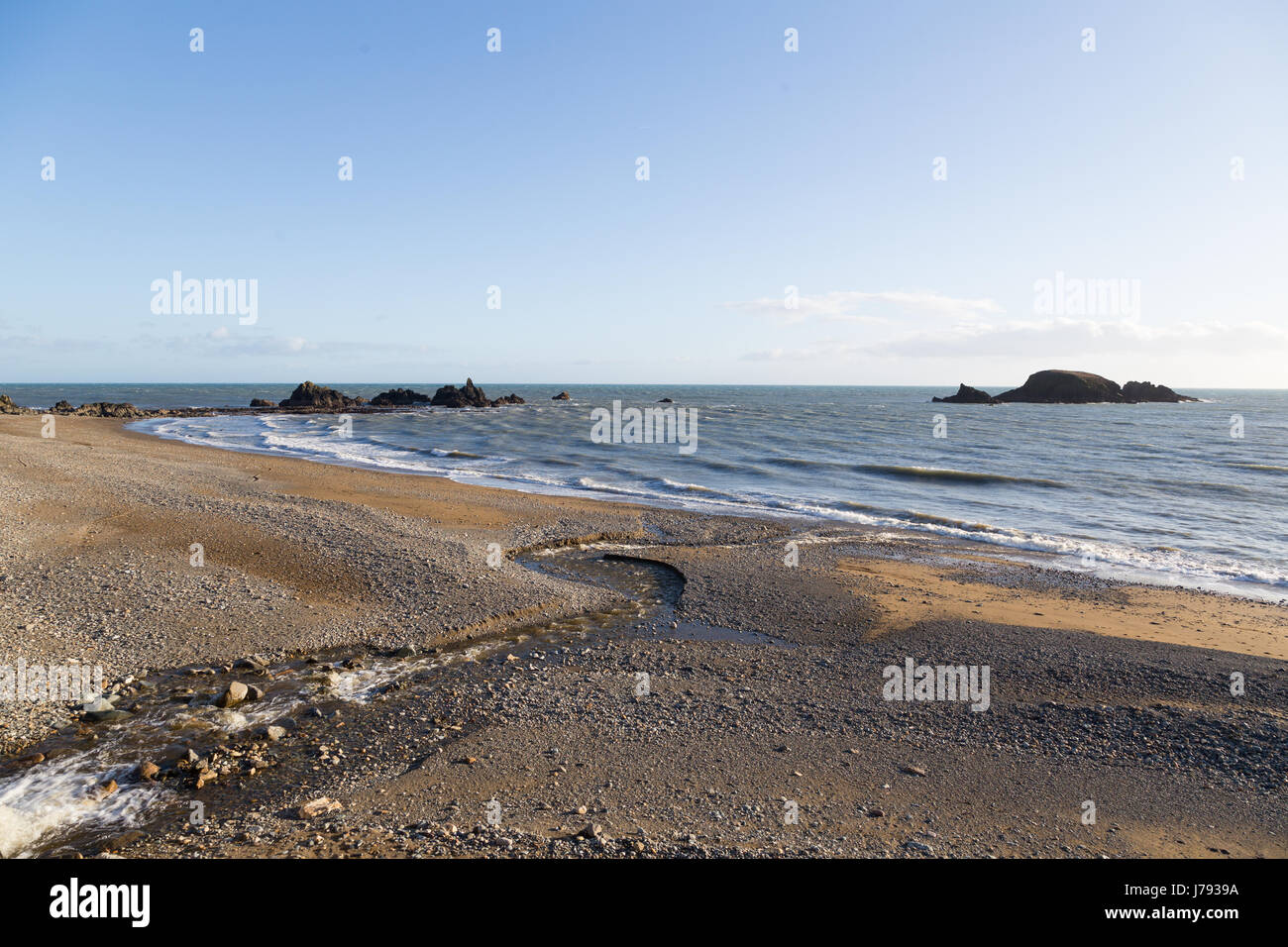 Sunny Day on a Rocky Rugged Beach looking out at ocean in the Copper ...