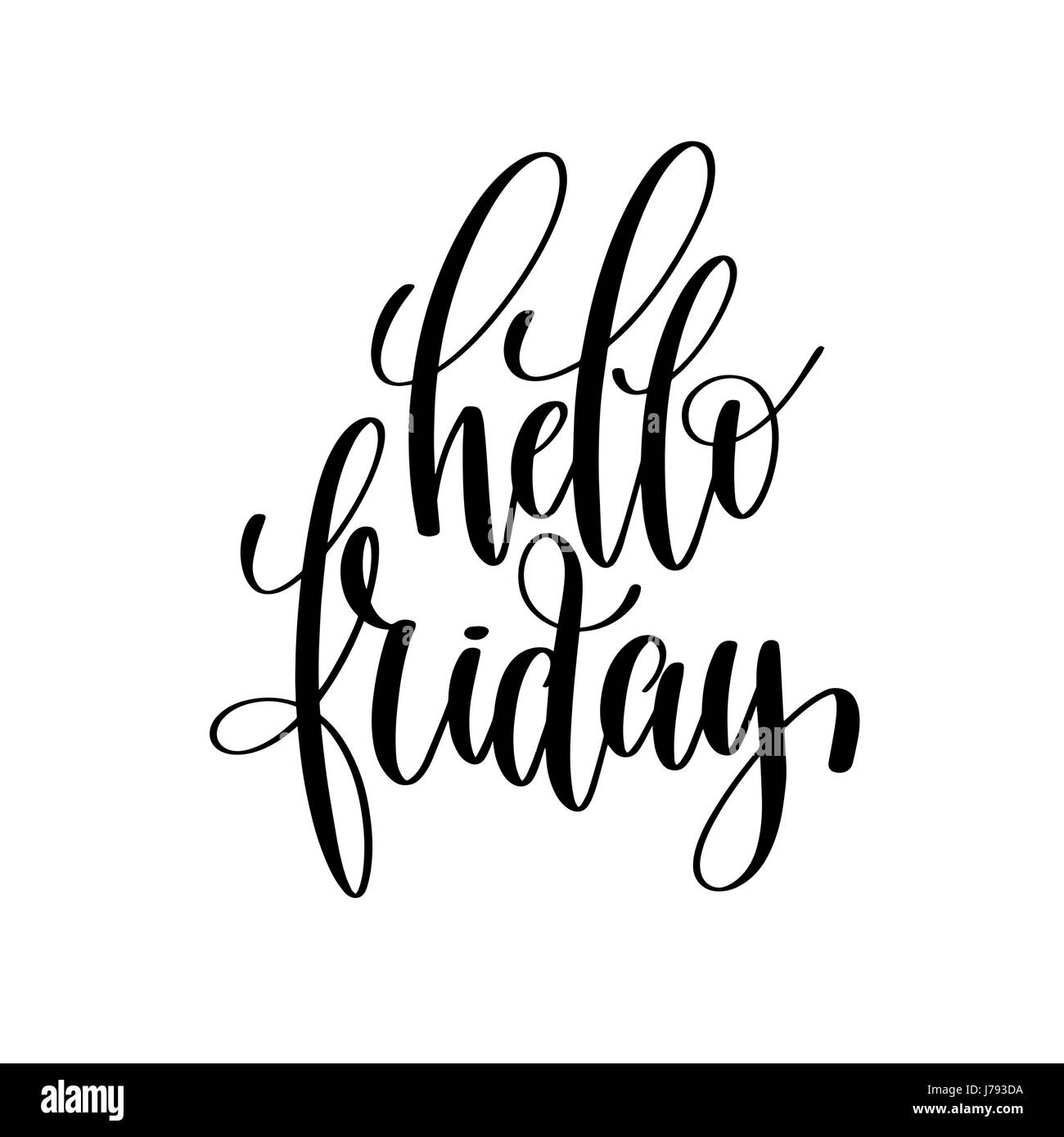 hello friday brush ink hand lettering inscription Stock Vector Image ...